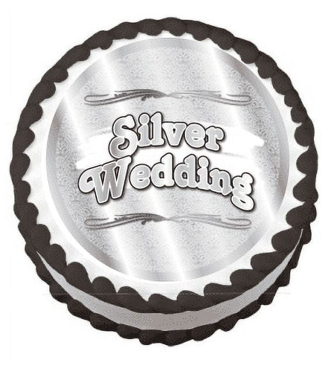 Silver Wedding Edible Frosting Sheet Photo Image Cake Topper - Walmart ...
