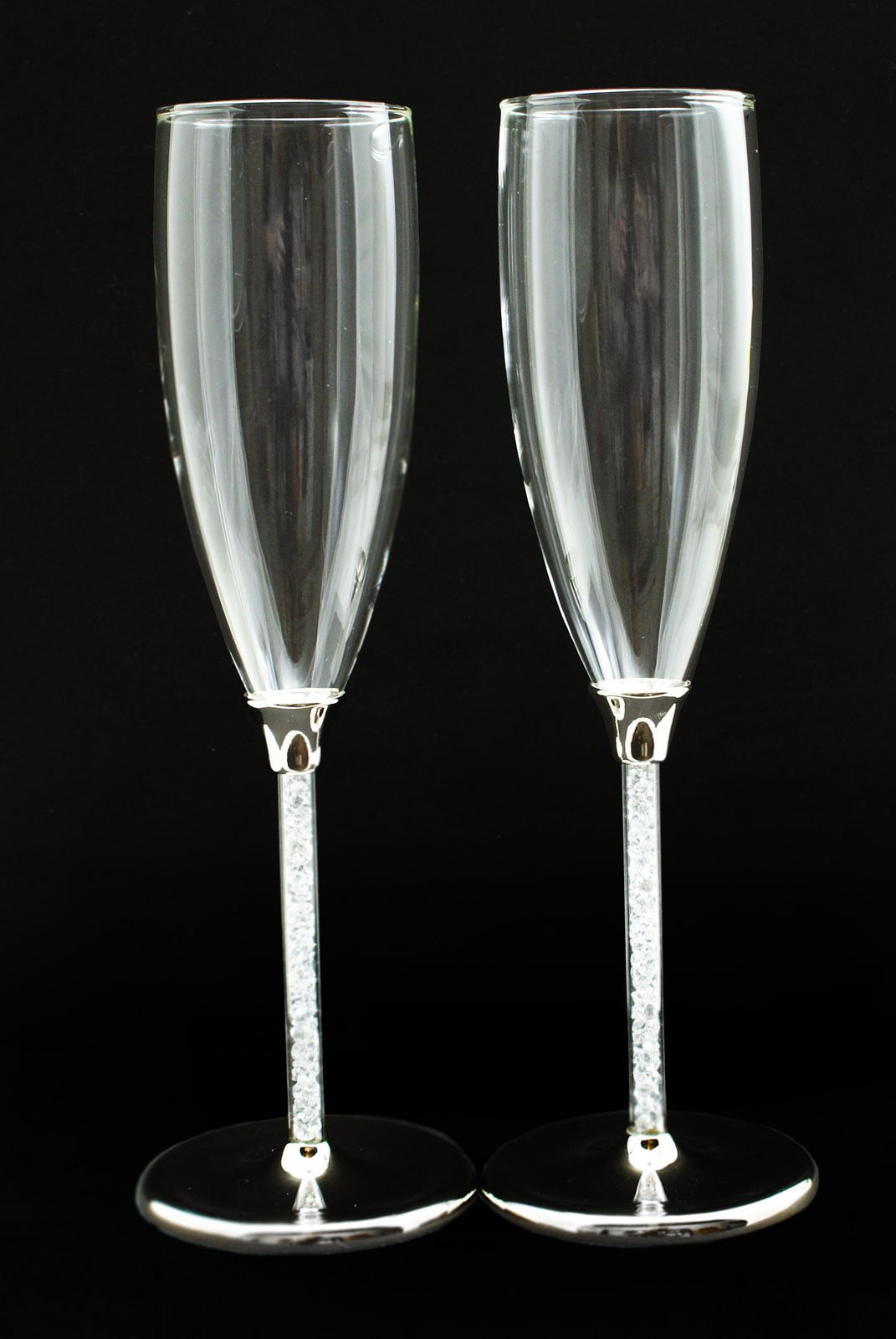 Silver Wedding Glasses Toasting Flute Set Personalized Engraved ...