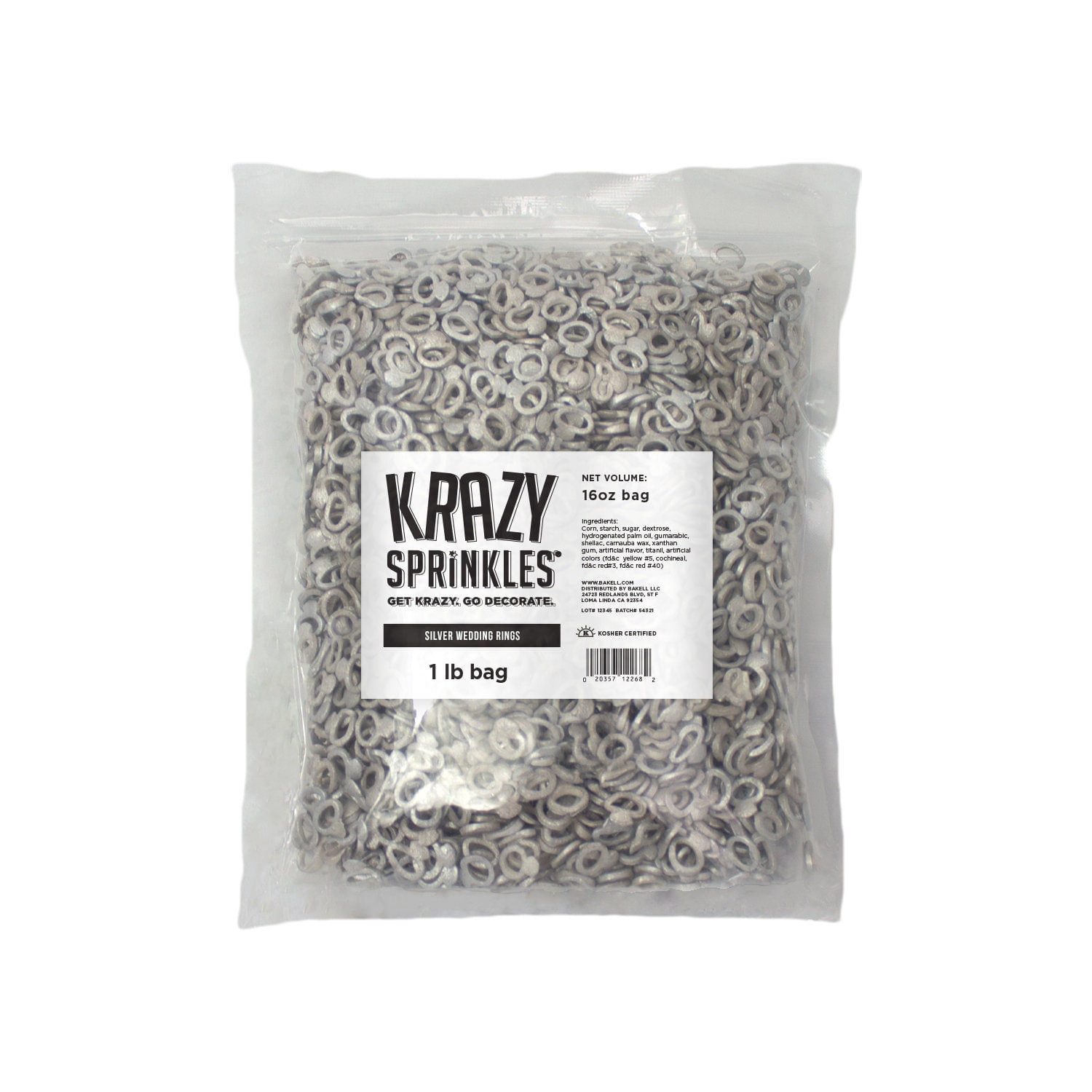 Silver Wedding Ring Shaped Sprinkles (1lb, 1x Bag) Candy Decor for ...