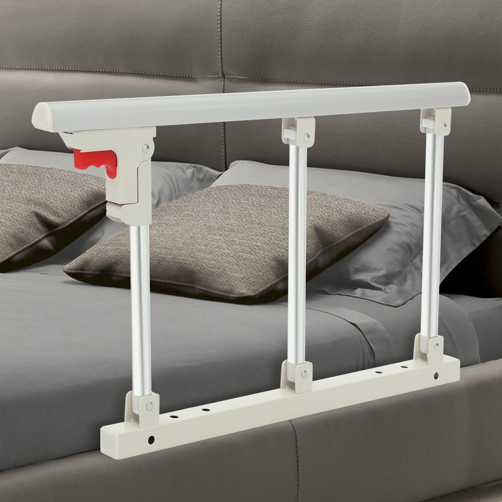 Silver White Bed Safety Railing Enhances Bedside Safety Provides Peace ...