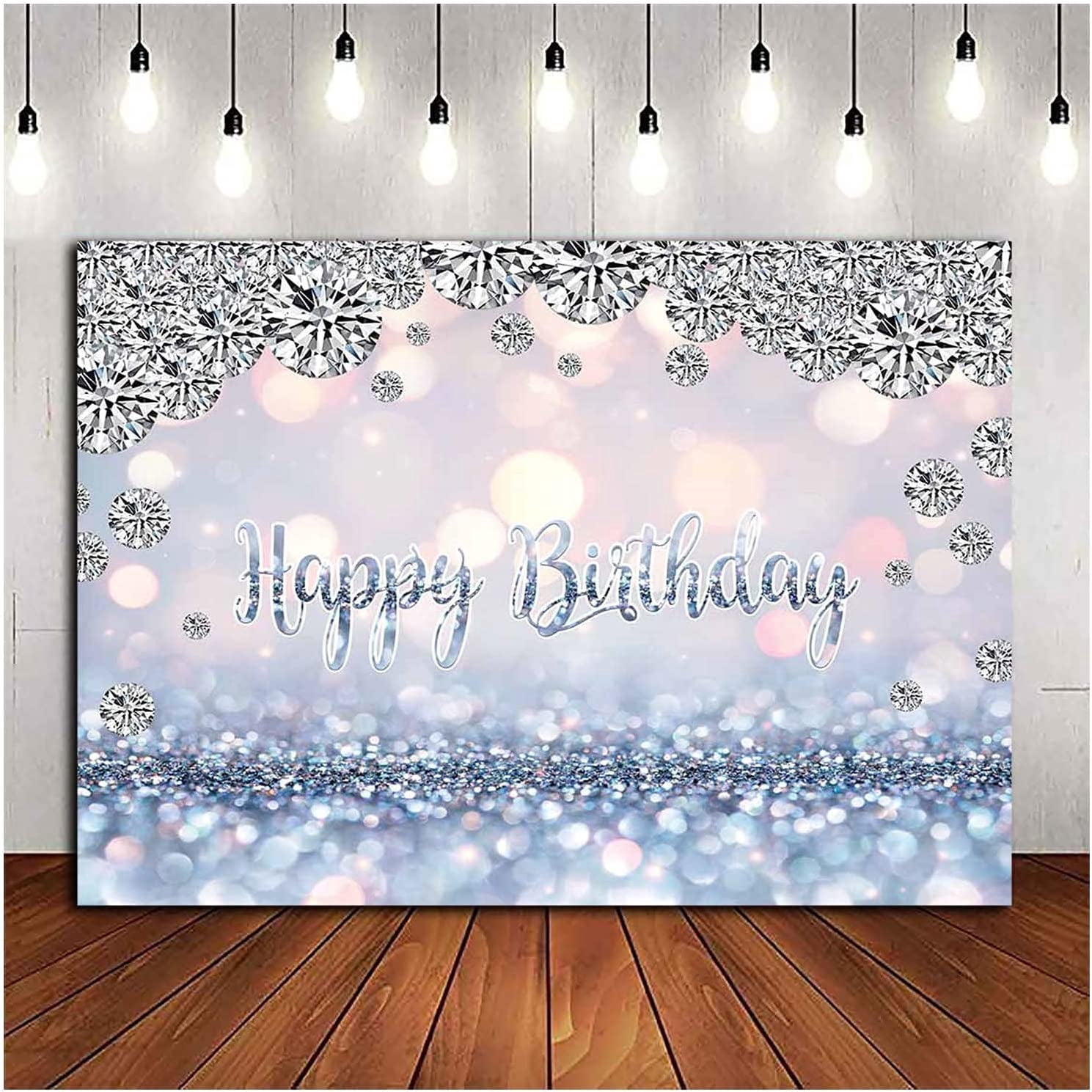 Silver and White Blue Bokeh Happy Birthday Party Photography Background ...