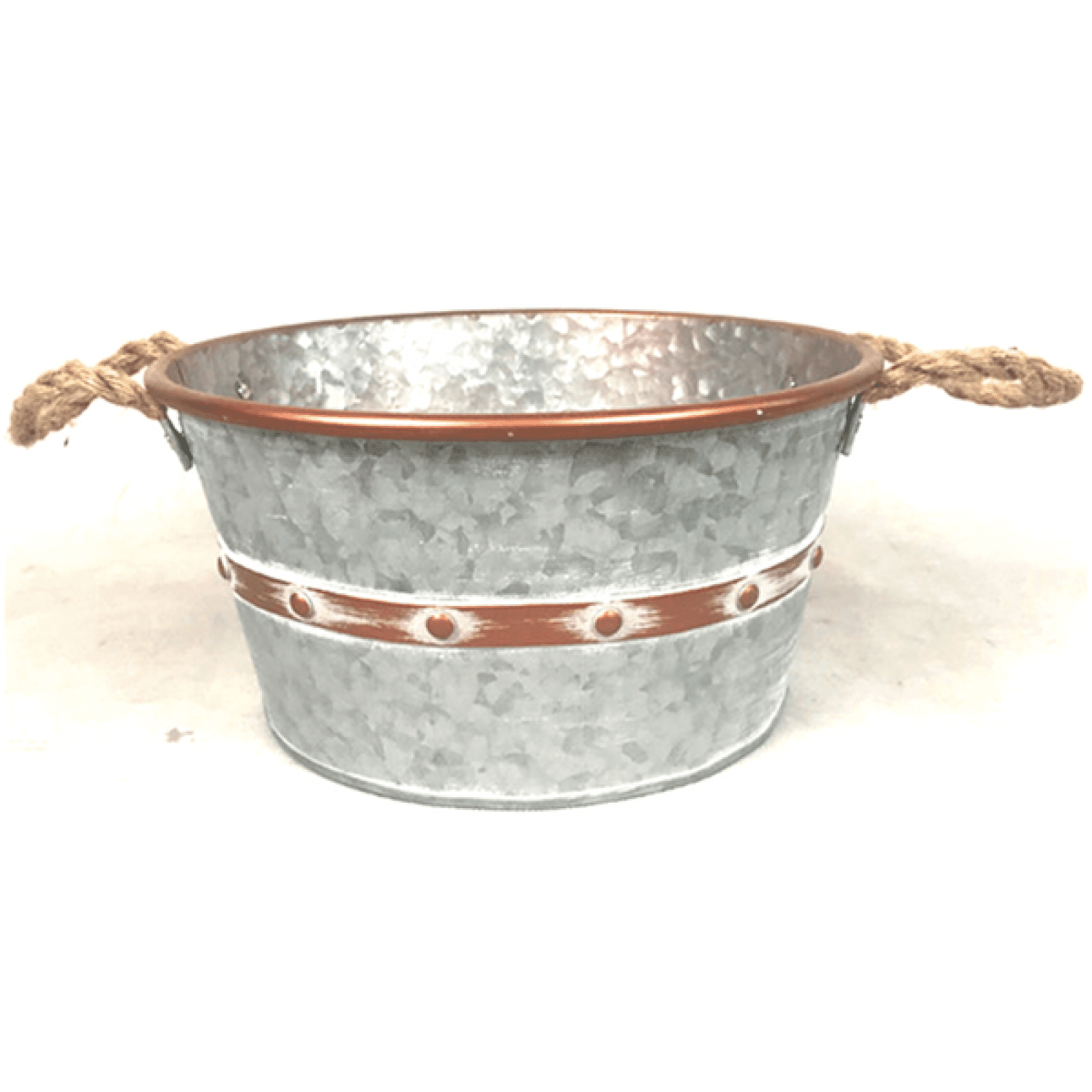Silver With Embossed Bronze Dots And Rope Handles Bucket - Walmart.com