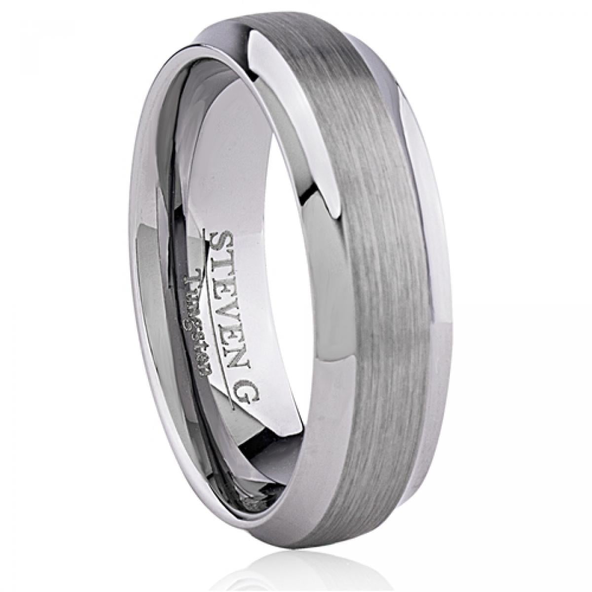 Silver With Satin Center And Polished Edges Tungsten Carbide Ring ...