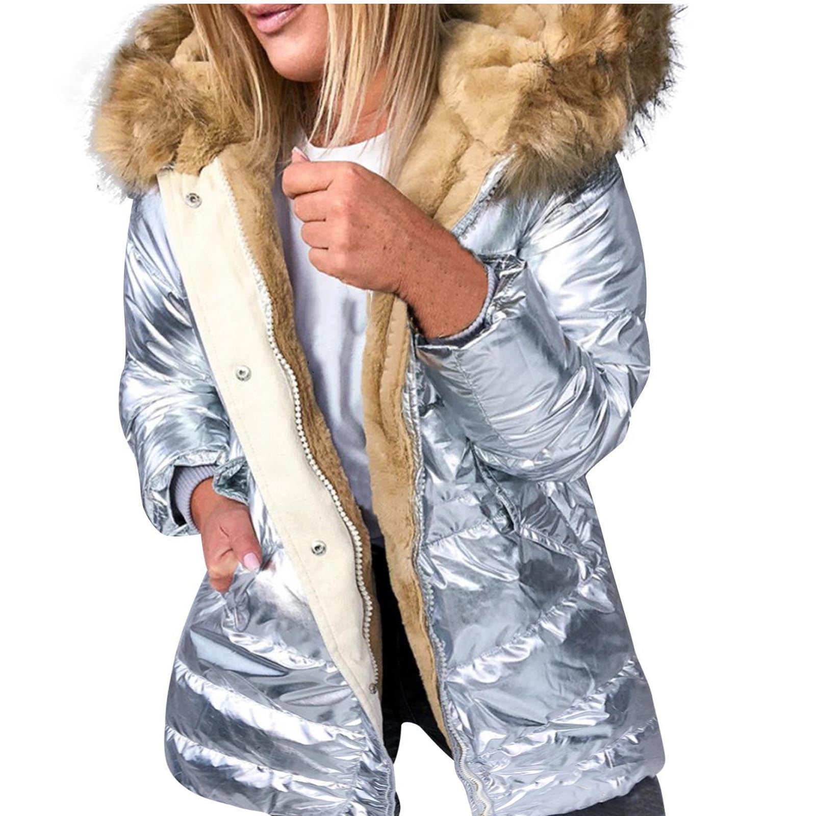 Silver Womens Brunch Button Zip Up Hoods Outfits for Ladies Long Sleeve ...