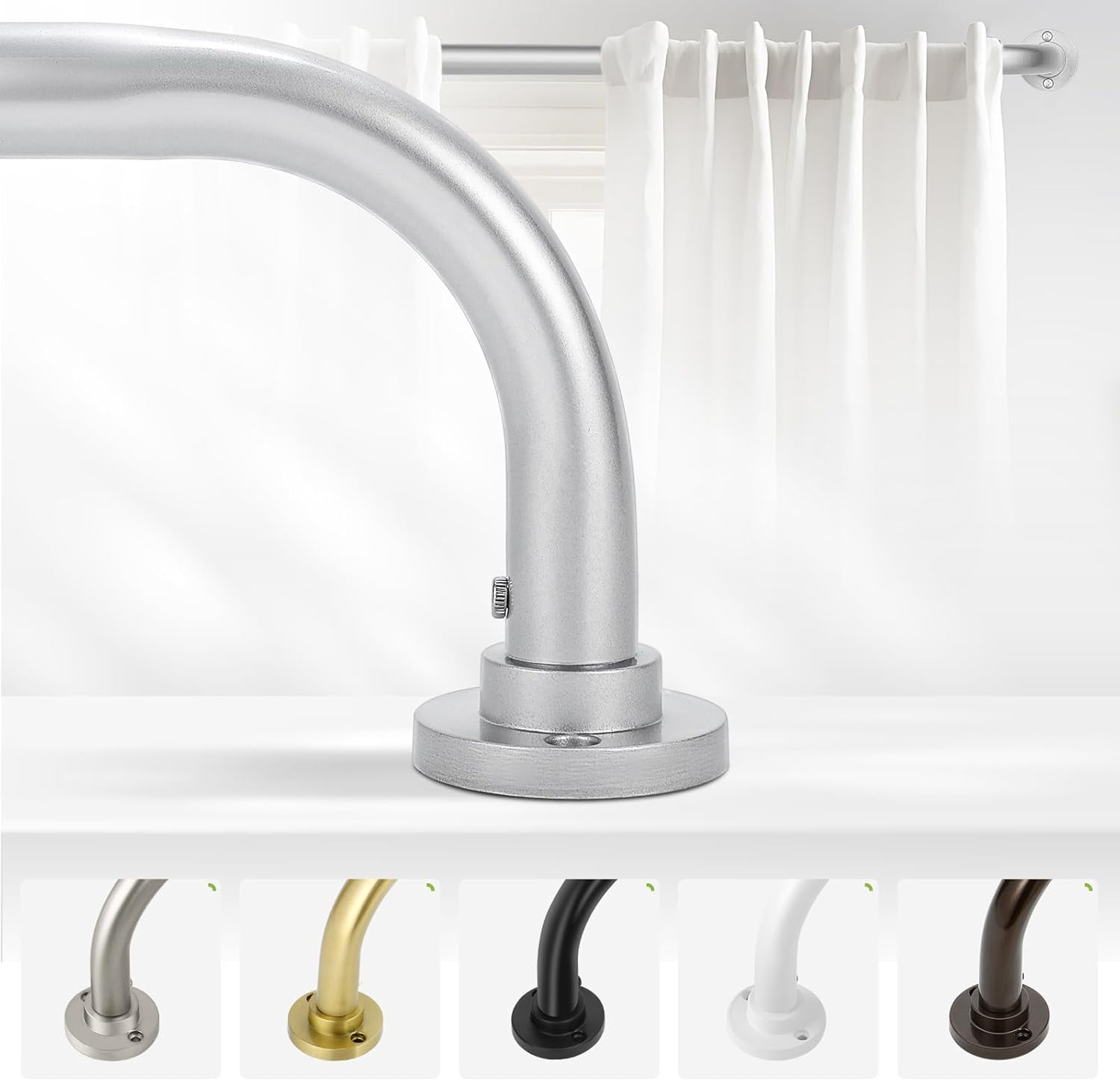 Silver Wrap Around Curtain Rods 28 to 48 Inch:Blackout Heavy duty ...