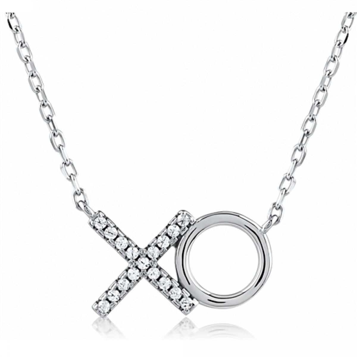 Silver Xo -- Hugs And Kisses With Cubic Zirconia Necklace - Walmart.com