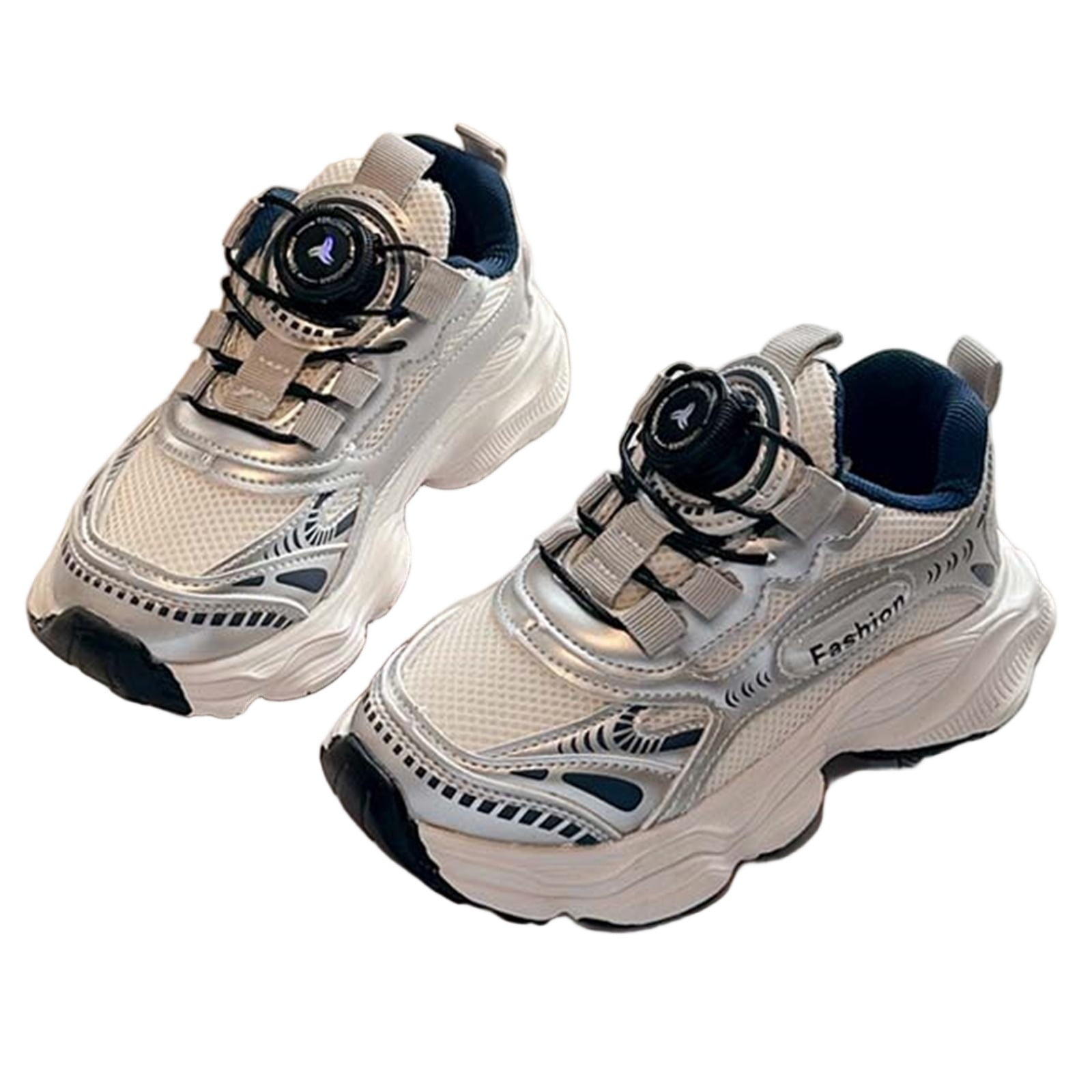 Silver Youth Sports Shoes With Rotary Closure And Level Airy Bottom For ...