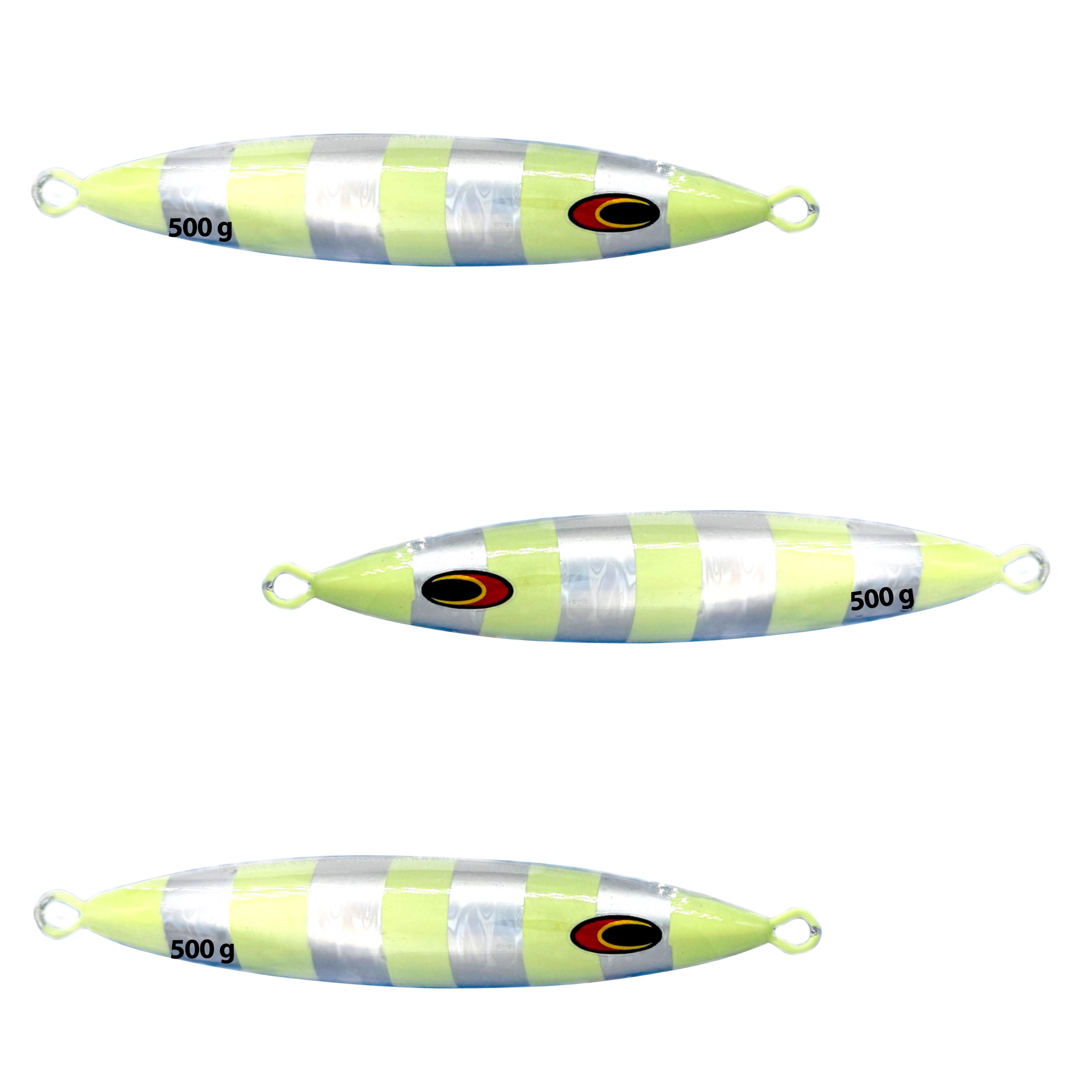 Silver Zebra Glow 500g 6.5" Saltwater Fishing Jig – Bass Fishing Lure ...