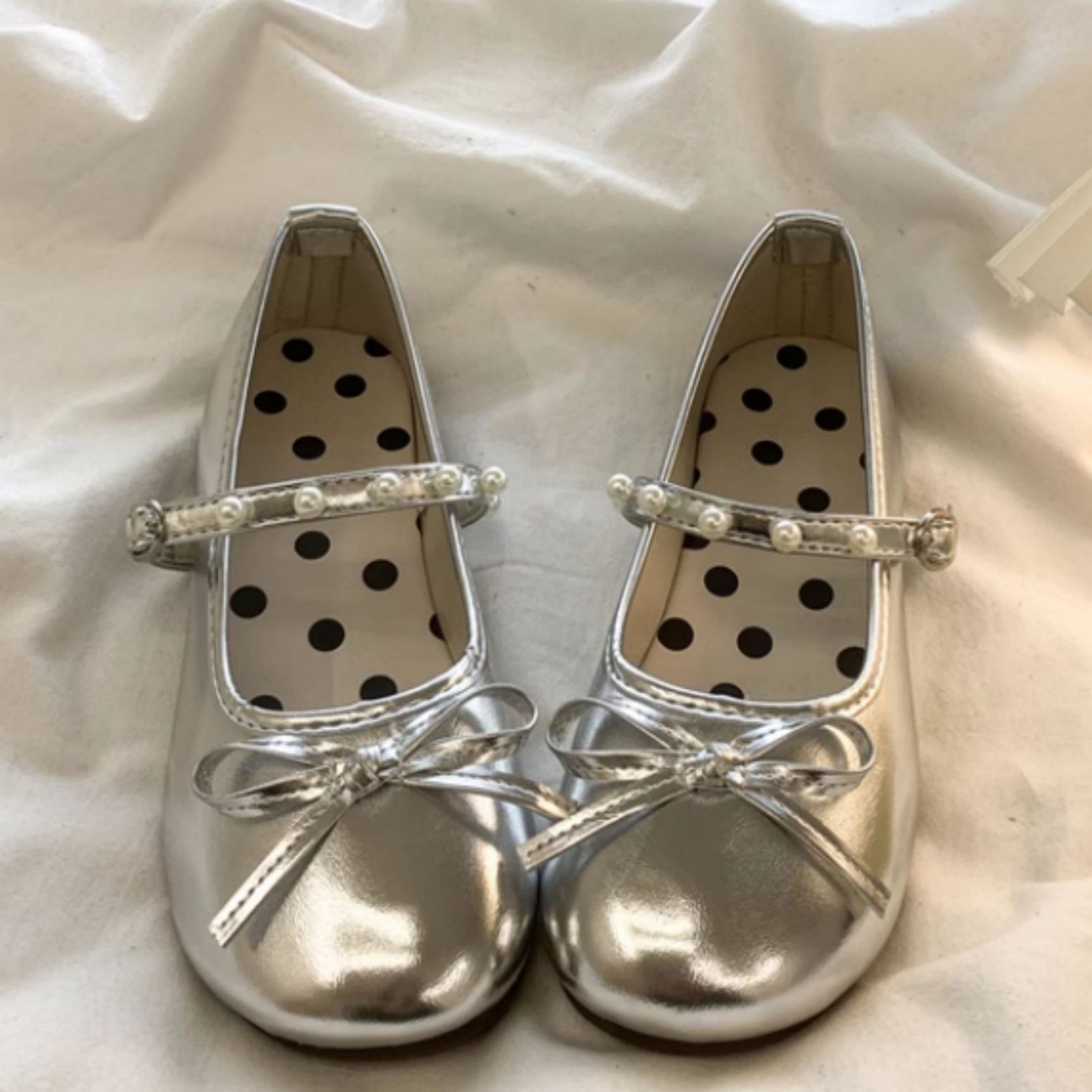 Silver, ballet, flats, women's shoes, summer, French, small leather ...