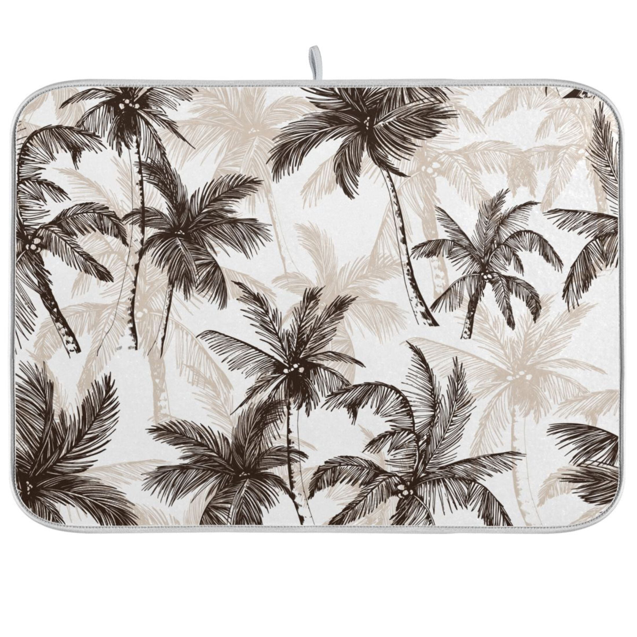 Silver-black Coconut Tree Dish Drying Mat Microfiber Kitchen Mats Large ...