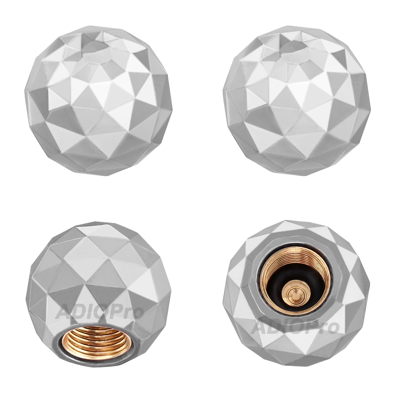 Silver crystal diamond valve stem caps shiny rhinestone valve dust cap ...