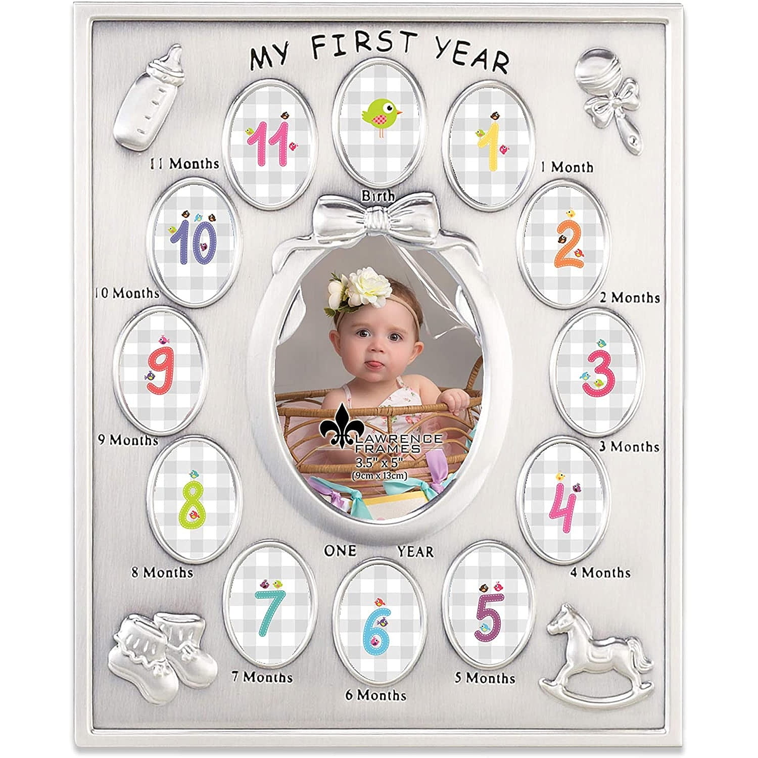 Silver-plated MY FIRST YEAR Frame - 12 Wallet Photos and 1 - 3x5 Photo ...