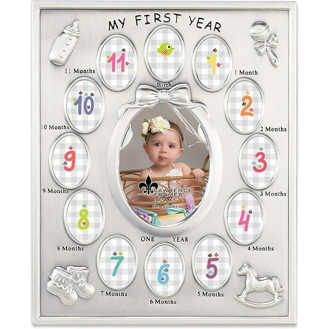 Silver-plated MY FIRST YEAR Frame - 12 Wallet Photos and 1 - 3x5 Photo ...