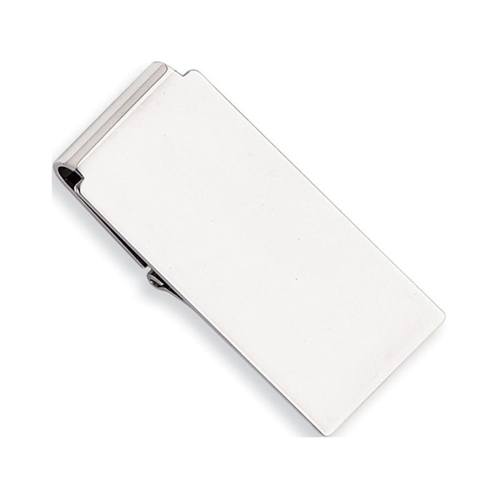 Silver-plated and Rhodium Polished Hinged Money Clip - .2 Grams ...