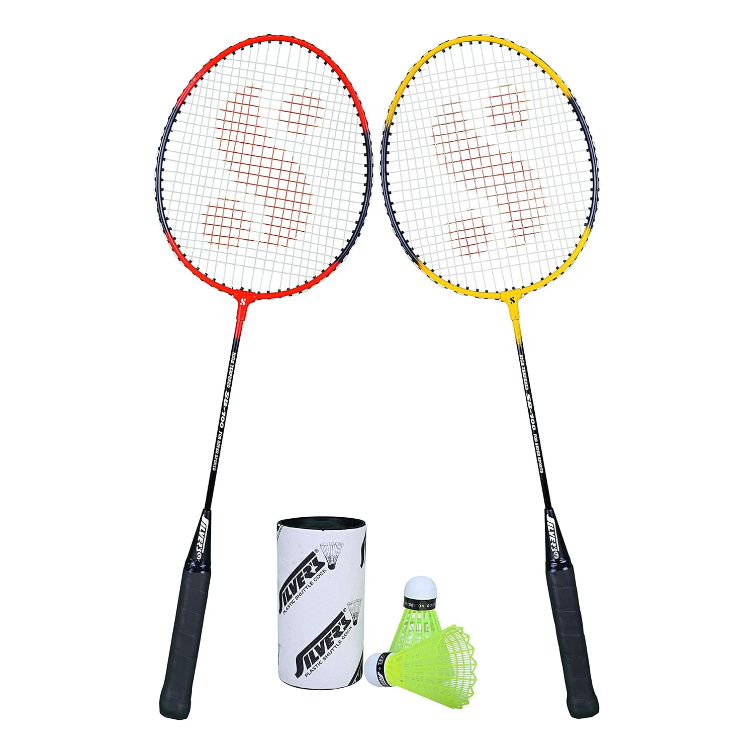 Silver's SB-100 Combo-5 (2 Badminton Rackets + 2 Pcs Plastic Shuttle ...