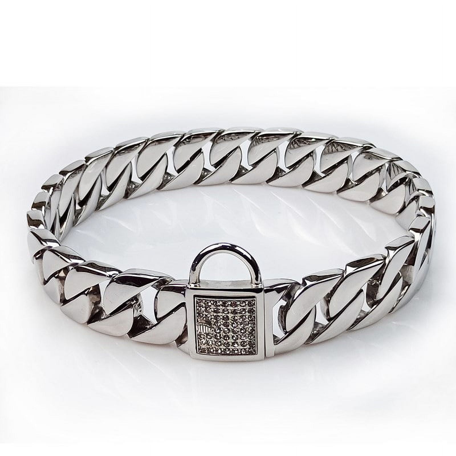 Silver tone Dog Collar, 32 mm Metal Slip Chain - Cool + Best for Large ...