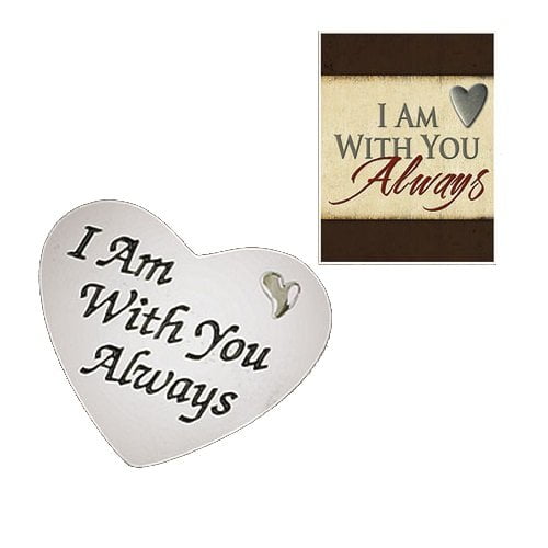 Silver-tone Enamel I AM WITH YOU ALWAYS Pocket Token Gift Boxed with ...