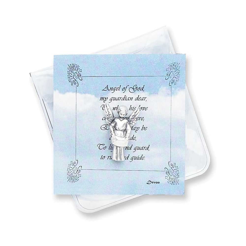 Silver-tone Guardian Angel Devotional Pocket Medal with Prayer Card ...