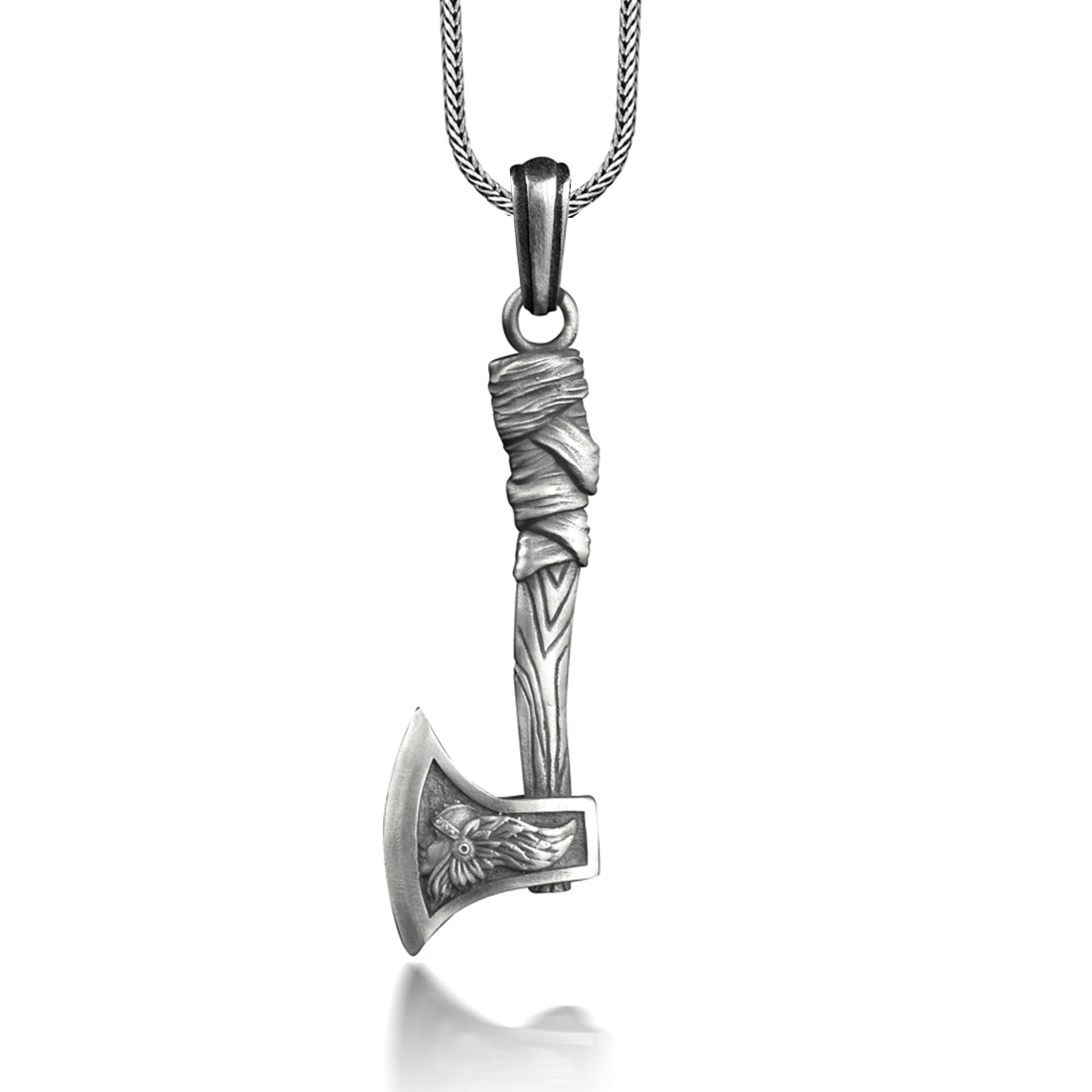 Silver viking axe necklace for men, Viking batte axe pendant for good ...