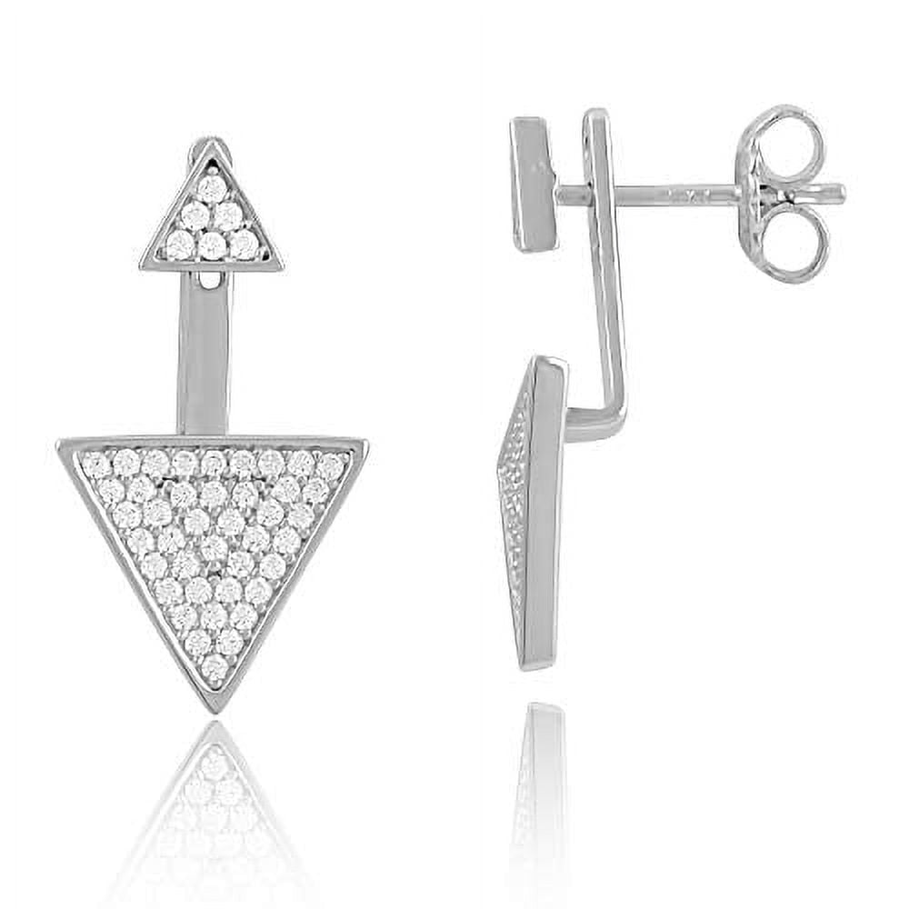 SilverCloseOut White Gold over Silver Womens CZ Pyramid Triangle ...