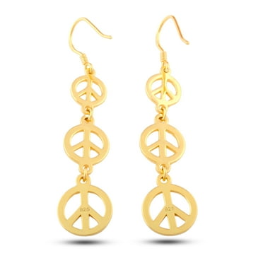 Spirit Teardrop Peace Sign Symbol Sterling Silver .925 Dangle Earrings ...