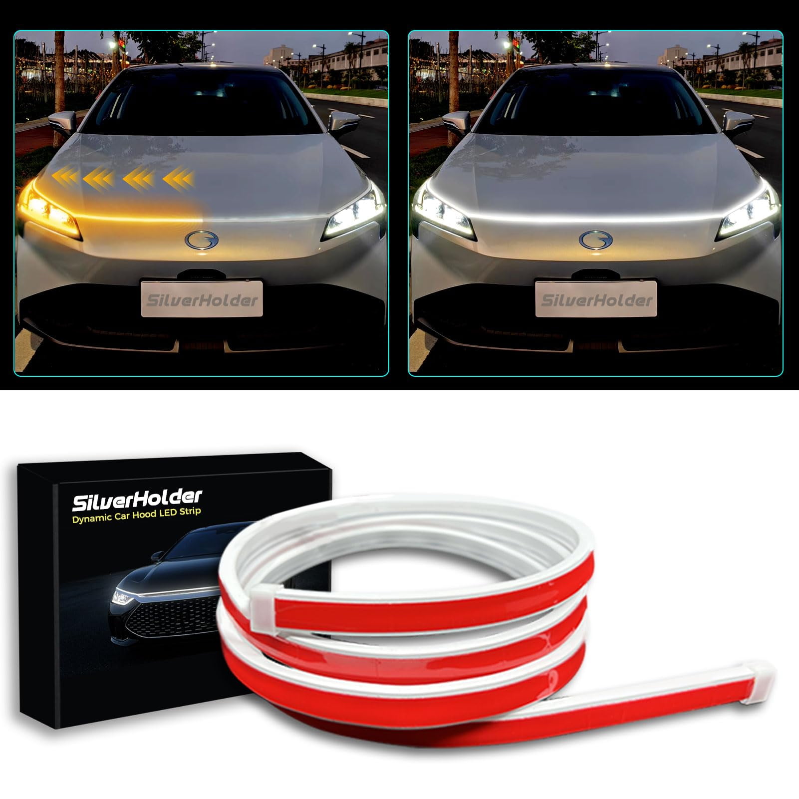 SilverHolder Dynamic Car Hood LED Light Strip Sequential Flowing Turn ...