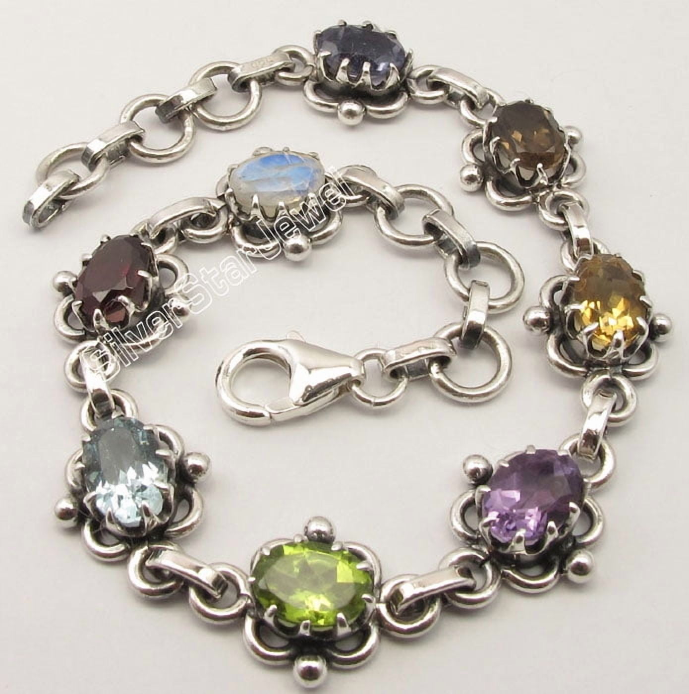 SilverStarJewel 925 Pure Silver Multistones Claw Setting Ethnic ...