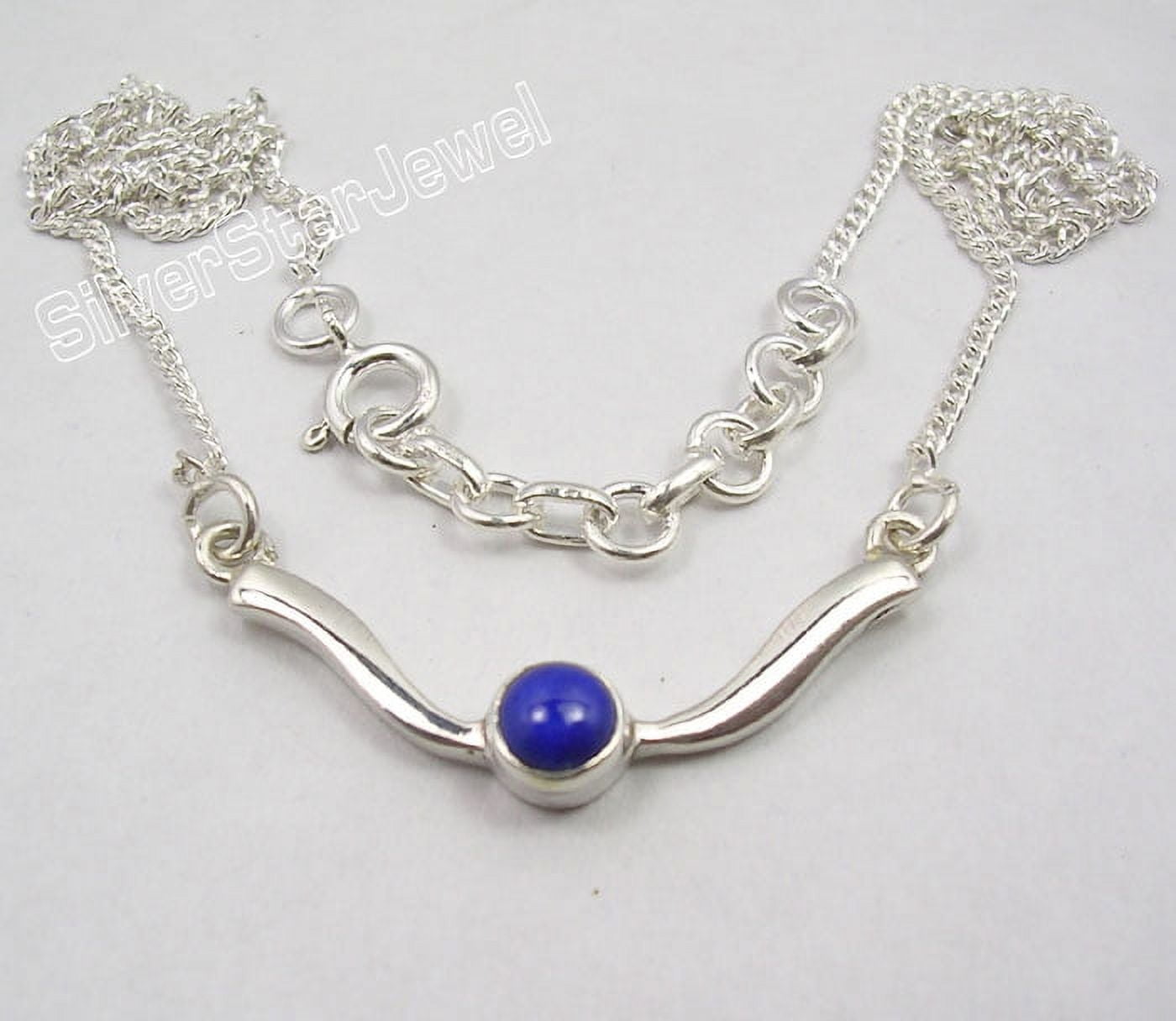 SilverStarJewel 925 Solid Silver Dazzling Lapis Lazuli Adjustable Chain ...