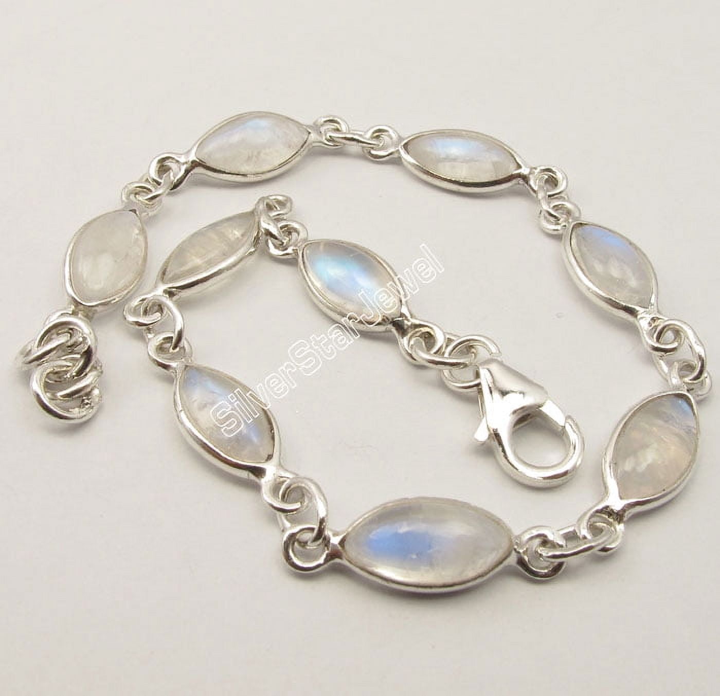 SilverStarJewel 925 Sterling Silver Marquise Rainbow Moonstone Lovely ...