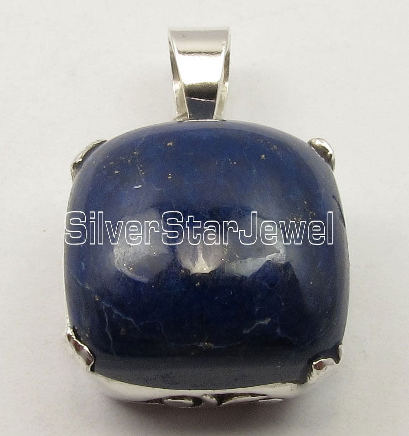 SilverStarJewel 925 Sterling Silver Navy Blue Lapis Lazuli Gemstone ...