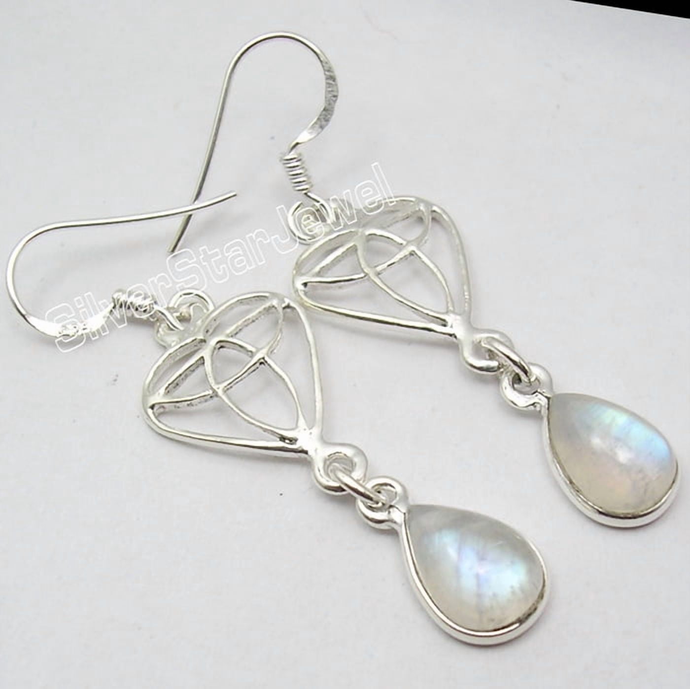 SilverStarJewel Sterling Silver Rainbow Moonstone Earrings 1.9" Hot ...