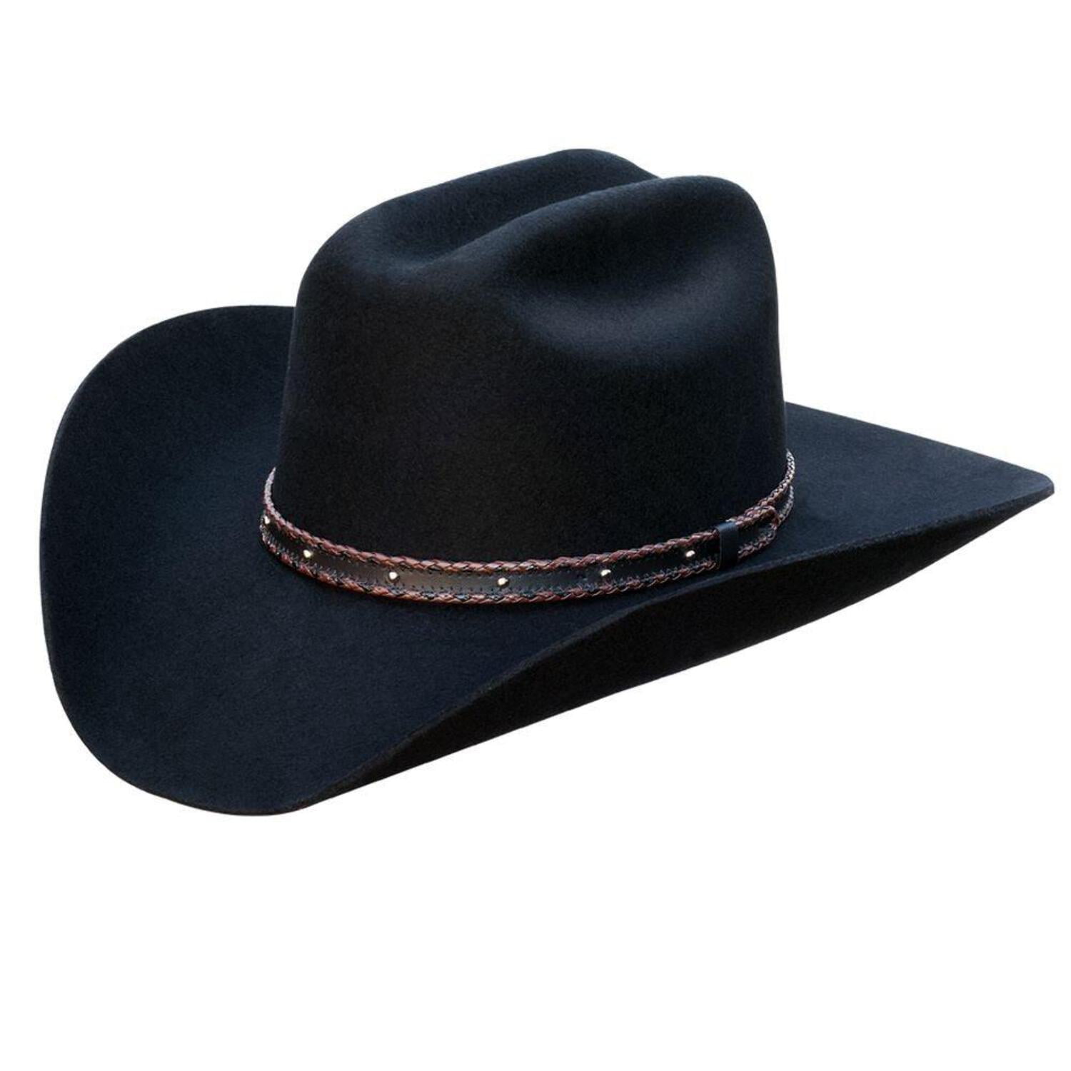 Silverado 100% Wool Felt Low Cattleman Crown 4 Brim Satin Lining Fancy ...