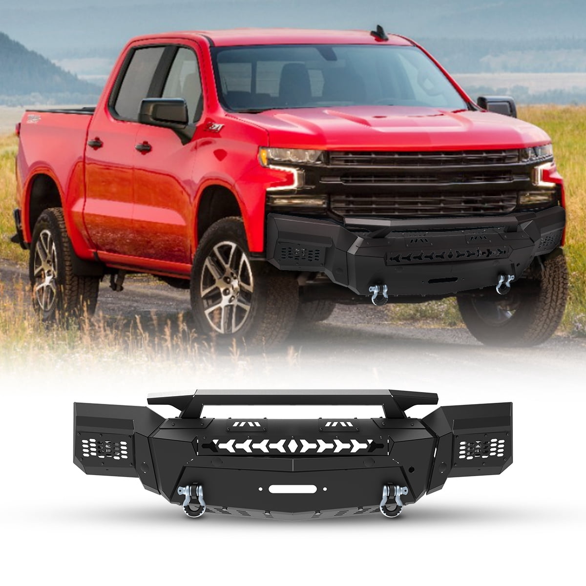 Silverado Front Bumper Assembly(Mid-Body Front Bumper+Side Wings+Bull ...