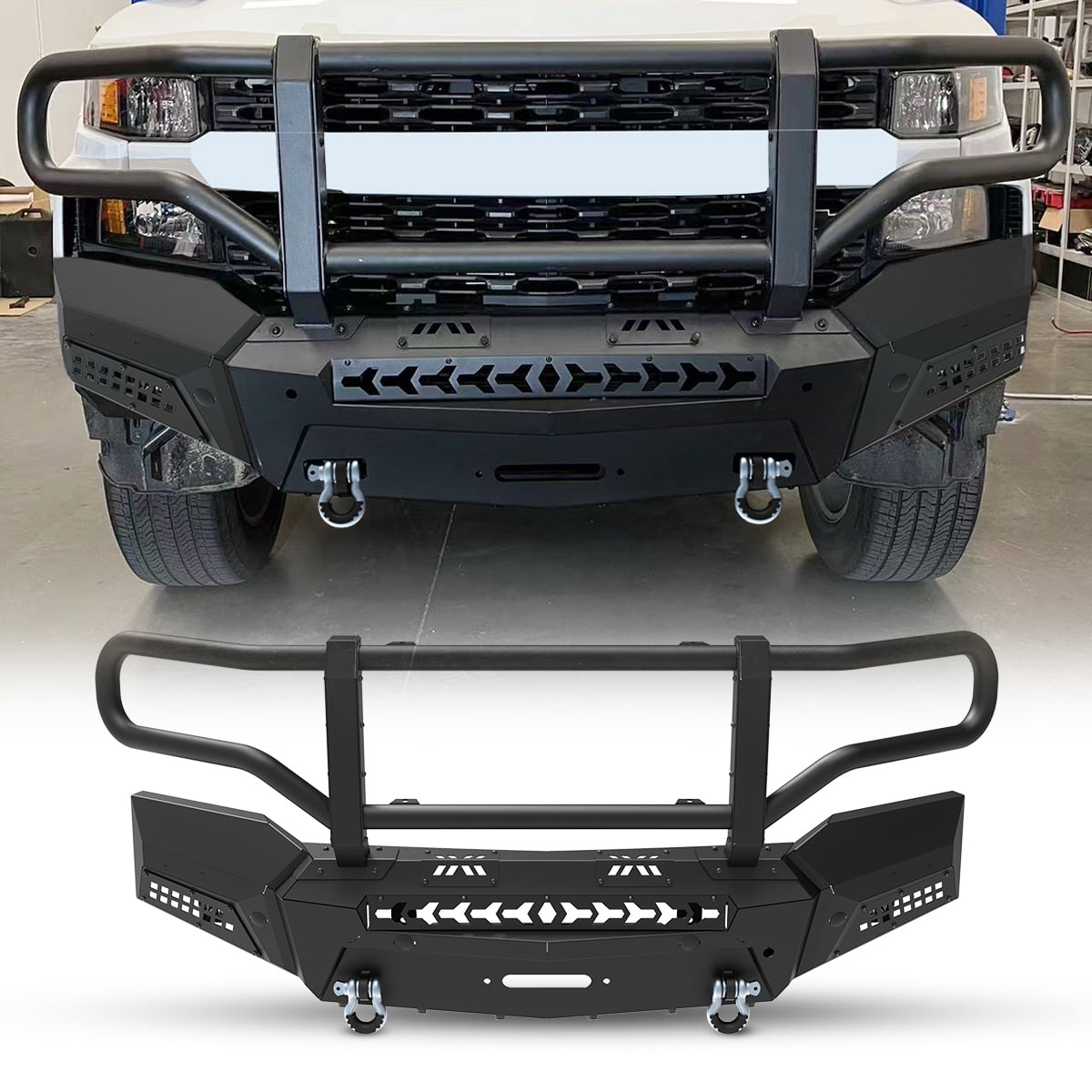 Silverado Front Bumper Assembly(Mid-Body Front Bumper+Side Wings+Bull ...