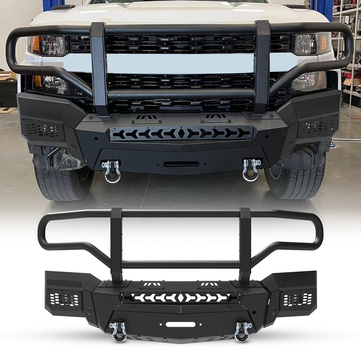 Silverado Front Bumper Assembly(Mid-Body Front Bumper+Side Wings+Bull ...