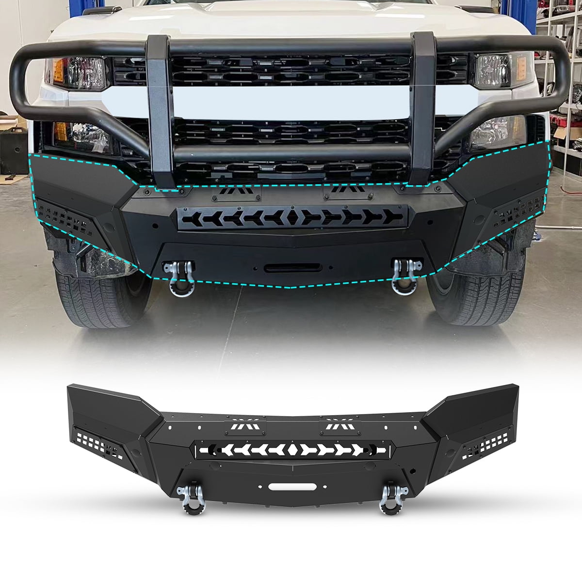 Silverado Front Bumper Assembly(Mid-Body Front Bumper+Side Wings)For ...