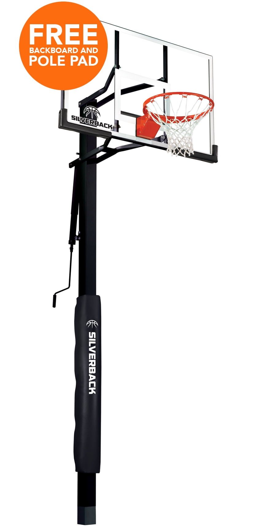 "Silverback NBA 54"" Adjustable In-ground Hoop with Tempered Glass ...