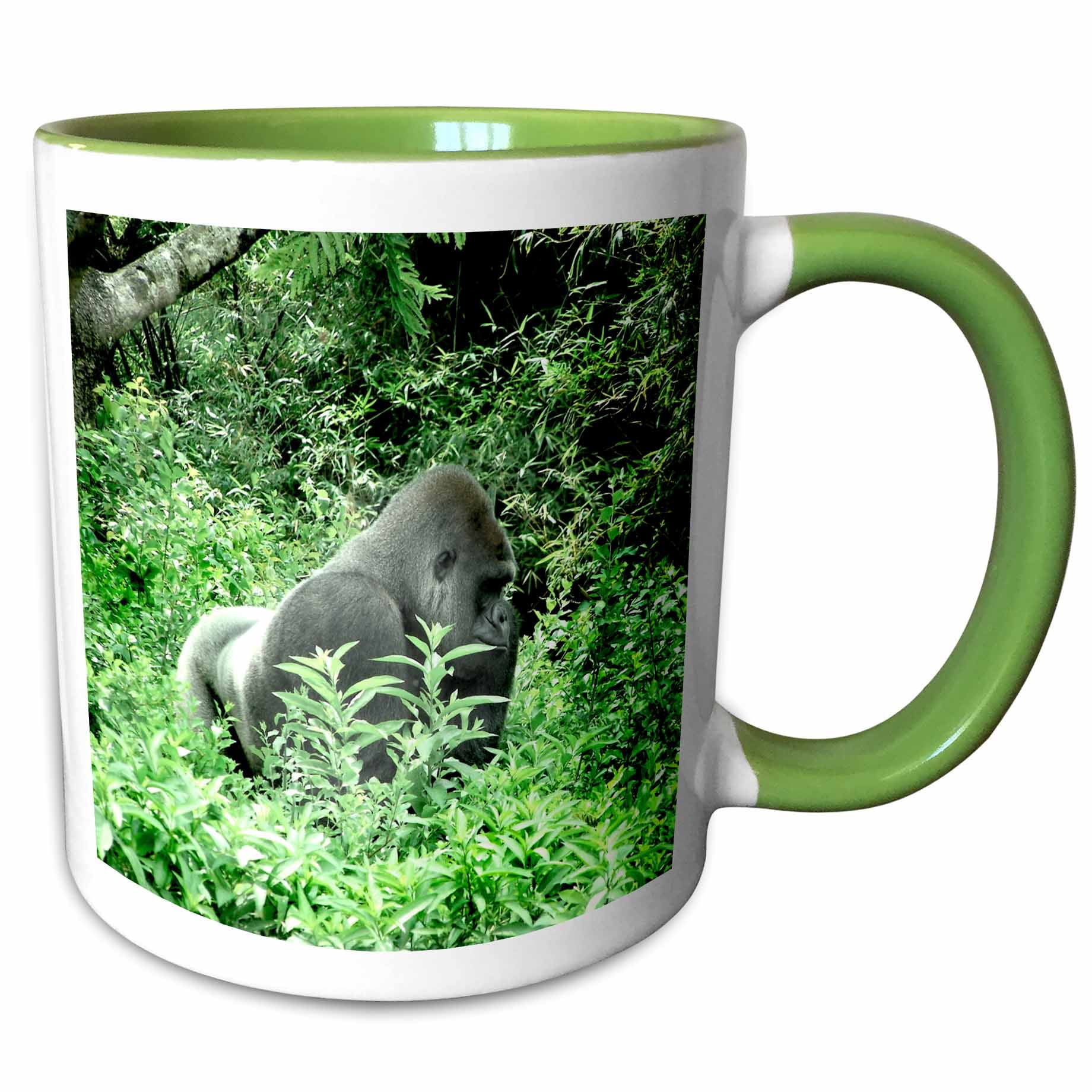 3drose, Silverback Gorilla in Leaves Green Tinted, 15oz Two-tone Green ...