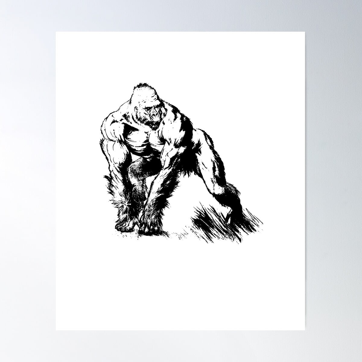 Silverback Gorilla Poster Wall Art, Modern Wall Decor For Living Room ...