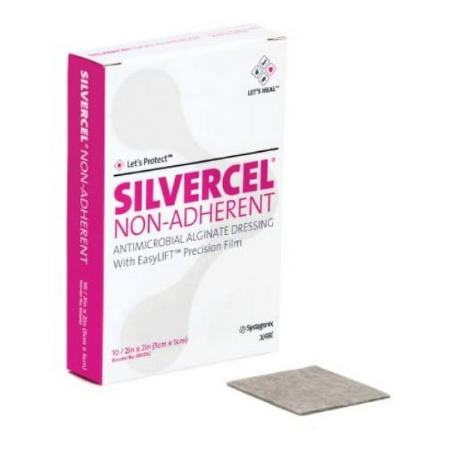 SILVERCEL Antimicrobial Wound Care Alginate Dressing, 2X2in Sterile ...