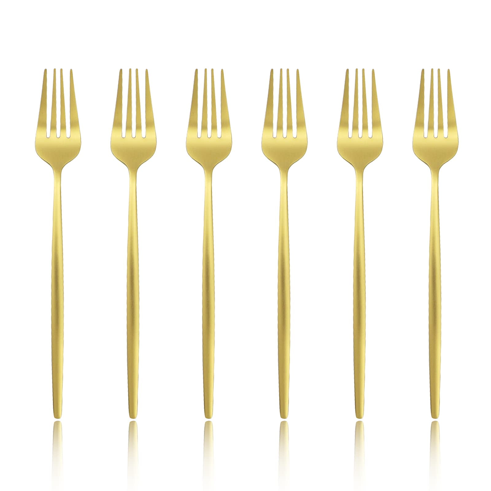 Silvere/Golden Stain Flatware Modern 6 Pcs Stainless Steel Dinner Fork ...