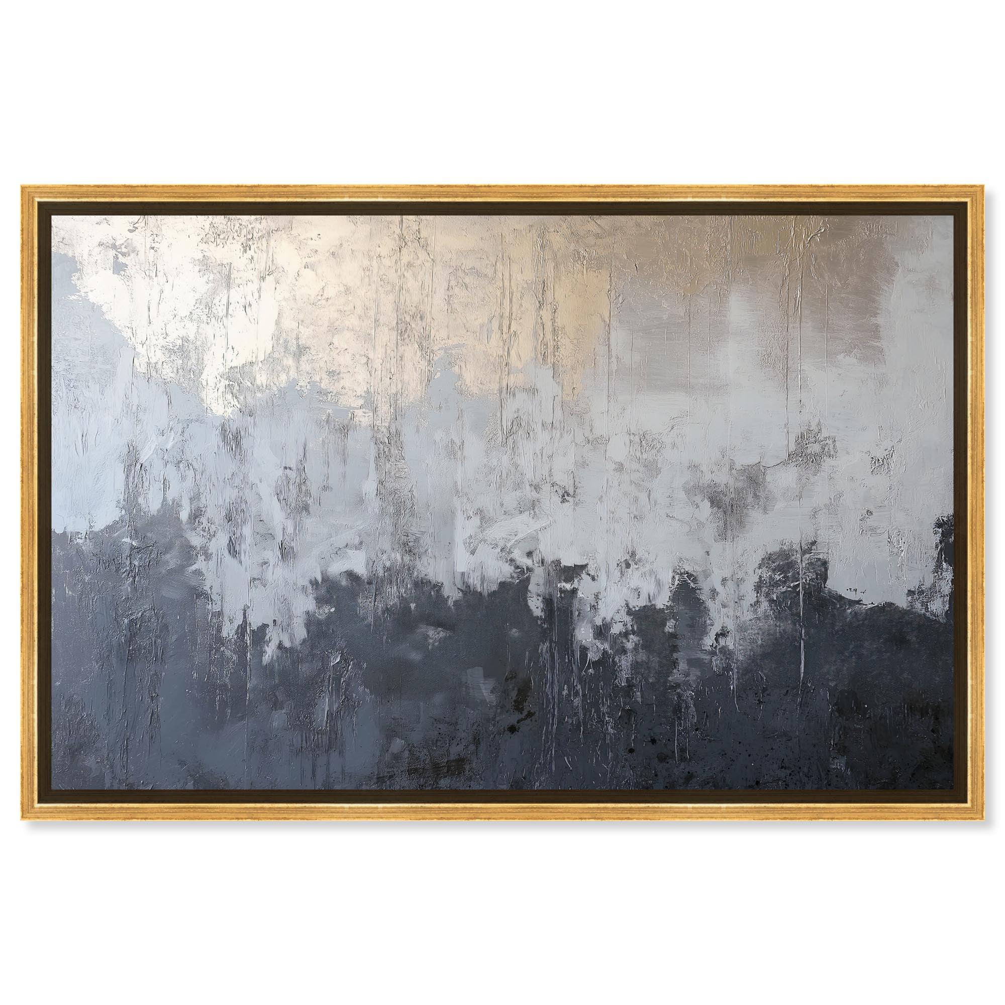 Silvered Layers Canvas Blue Abstract Art by Art Remedy, Gold Frame, 54 ...