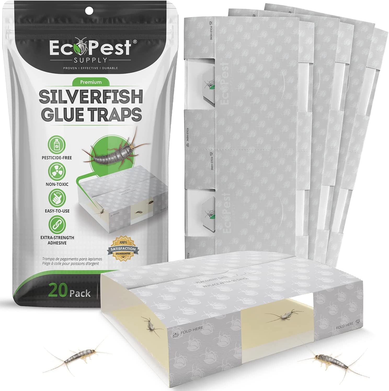 Silverfish Trap — 20 Pack | Sticky Indoor Glue Trap for Silverfish ...