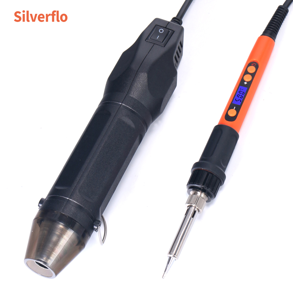 Silverflo 928D 100W Soldering Iron Kit 500 Celsius Digital Temperature Adjustable Soldering Iron ...