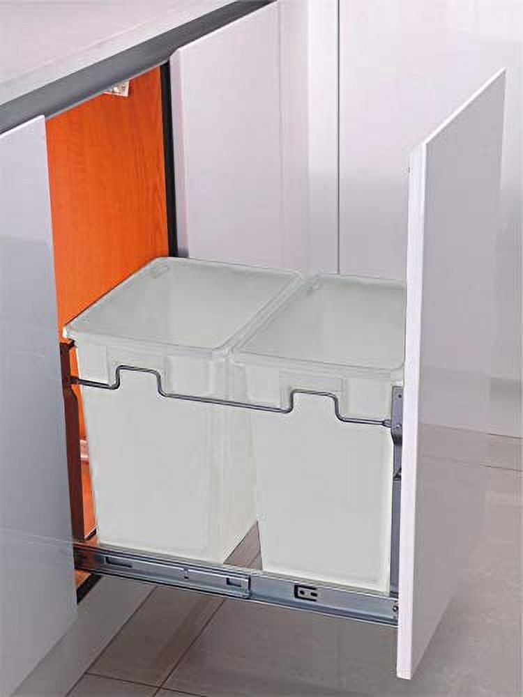 Silverline Double 20 Qt. Kitchen Cabinet Pull-Out White Waste Container ...
