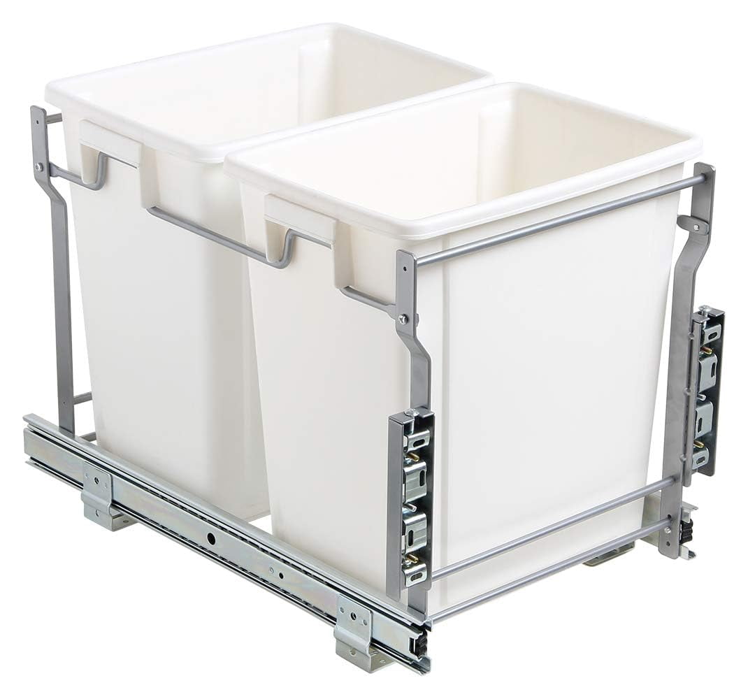 Silverline Double 21 Quart Pull-Out Waste Bin with Soft Close Side ...