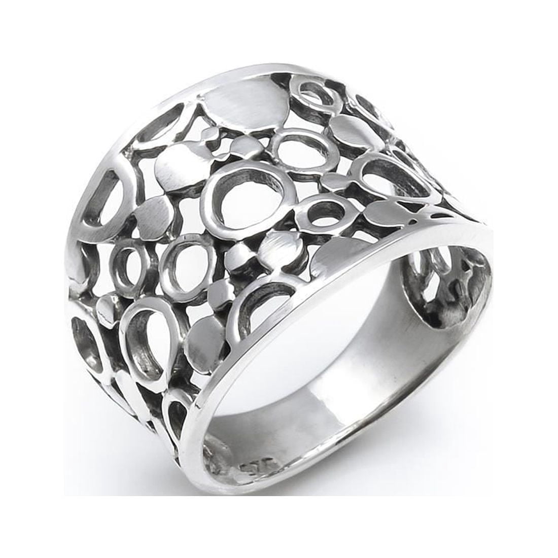Silverly 16 mm Filigree Circle Sterling Silver Rings for Women 925 ...