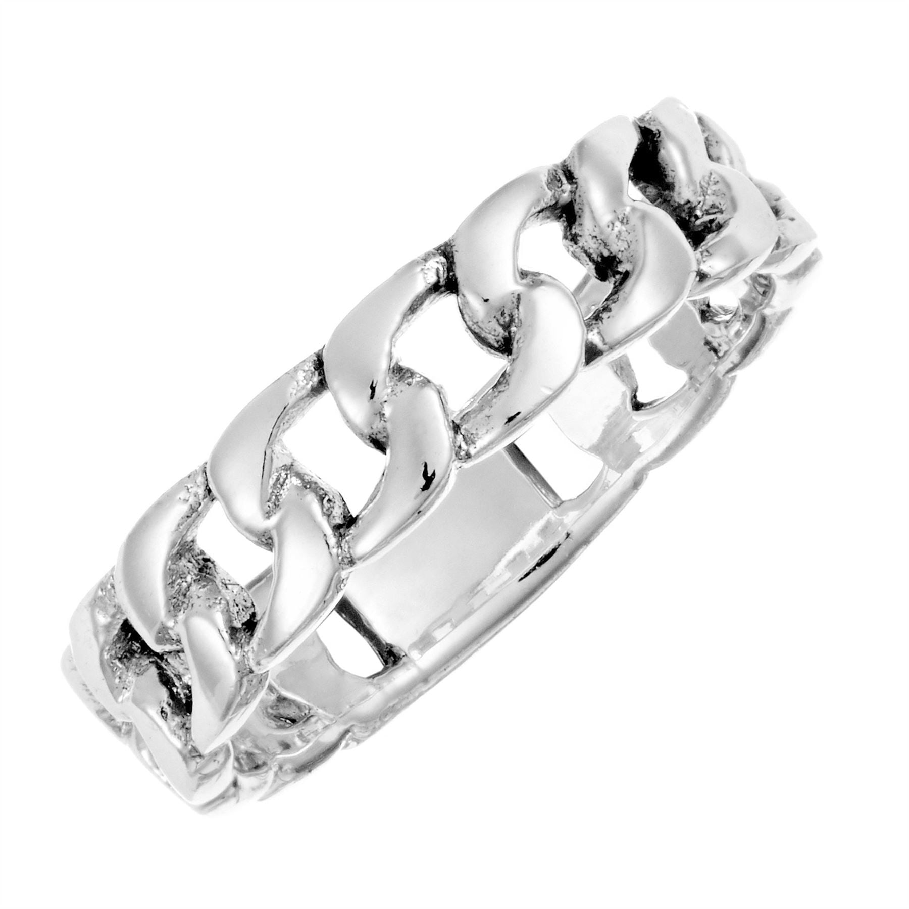 Silverly 925 Sterling Silver Ring for Women with a Cuban Link Design 5 mm - Chain Band Ring ...