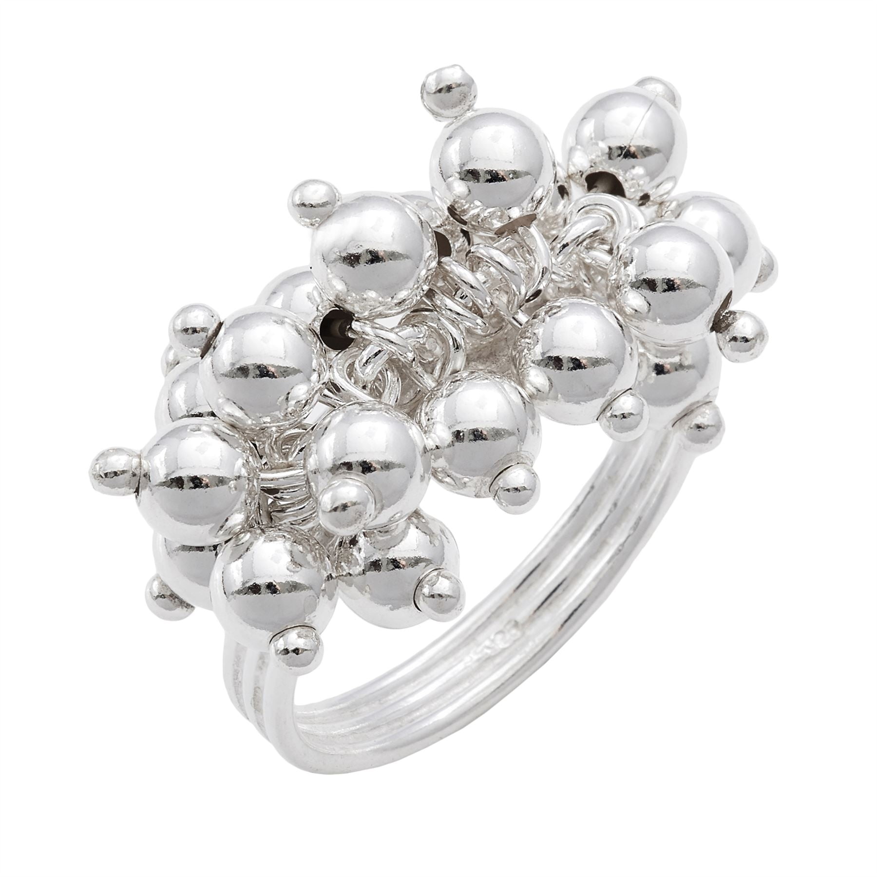 Silverly 925 Sterling Silver Rings for Women - Cluster Bead Solid ...