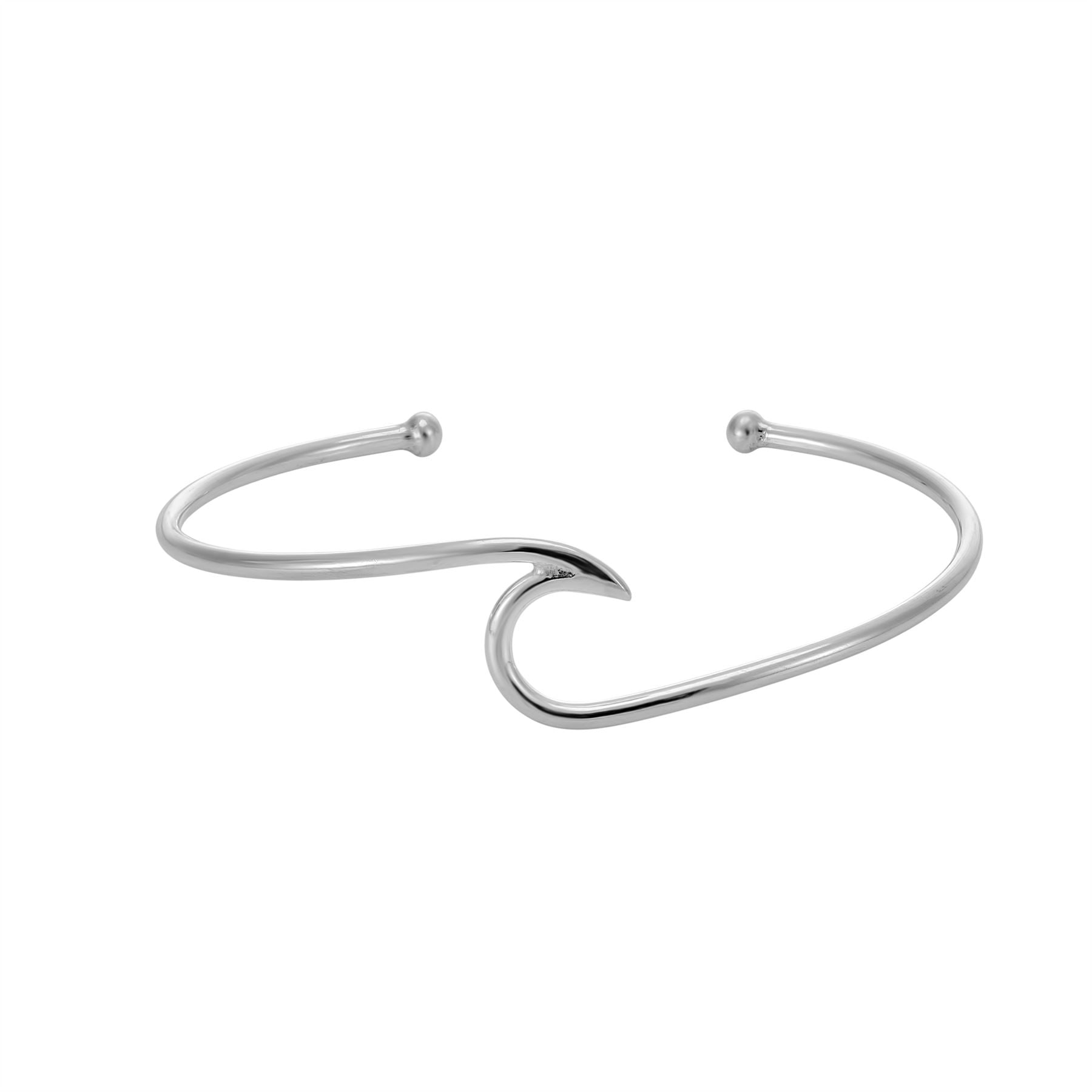 Silverly Ocean Wave Thin Solid Silver Bangle - Beach Inspired Sterling ...